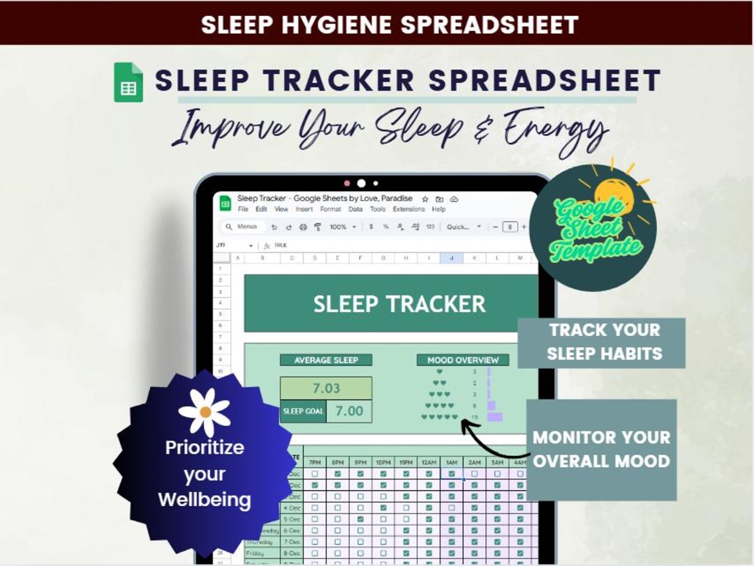 Sleep Tracker Google Sheets Template | Improve Your Sleep & Energy ...