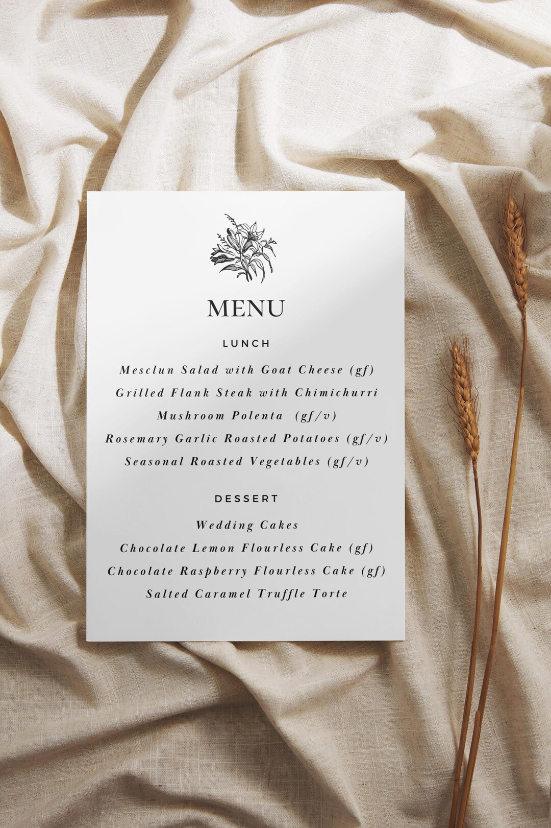 Wedding Menu, Classic Wedding Menu, DIY Editable Wedding Menu ...