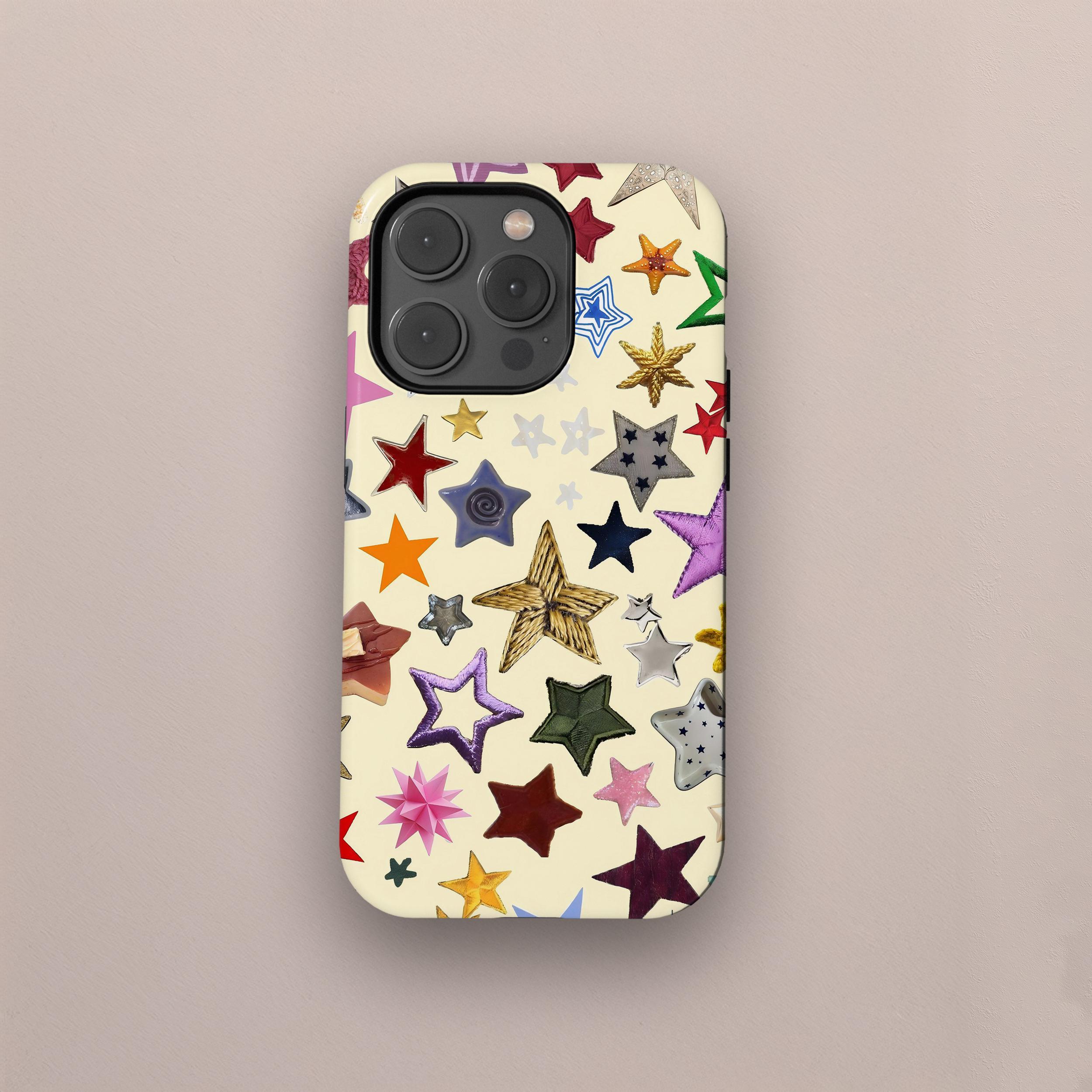 Whimsical Colorful Stars Collage Phone Case, Trendy Star Pattern Phone ...