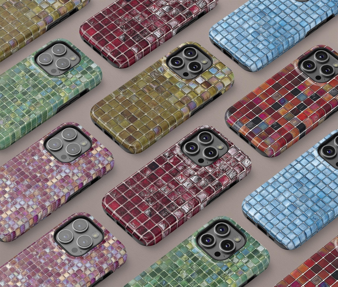 Colorful Mosaic Tile Phone Case, Vintage Ceramic Art Magsafe Phone ...