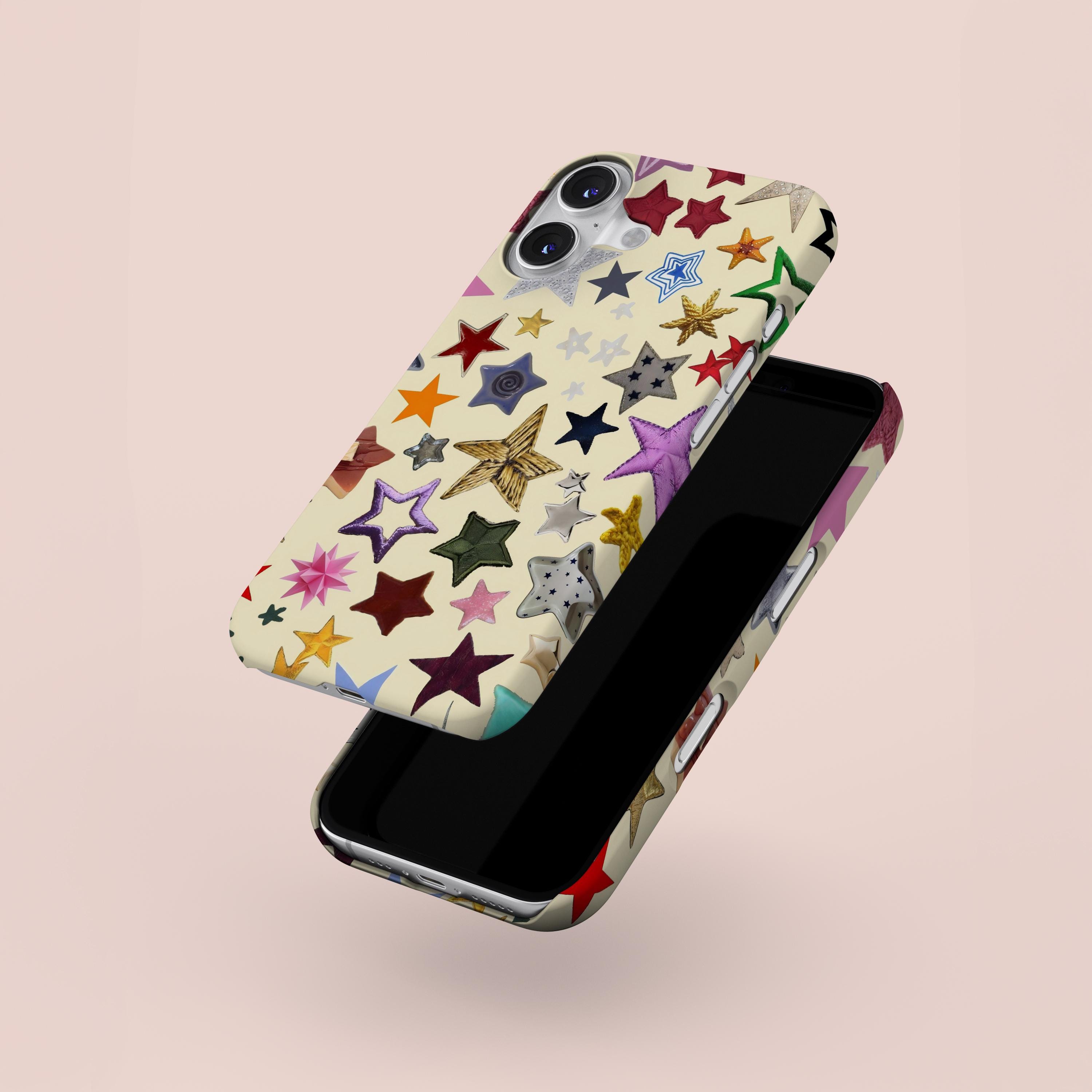 Whimsical Colorful Stars Collage Phone Case, Trendy Star Pattern Phone ...