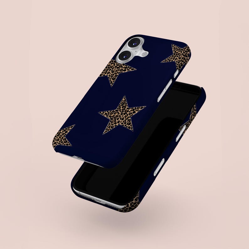 Leopard Star Phone Case, Navy Blue Protective Case, Cheetah Girl Y2K ...