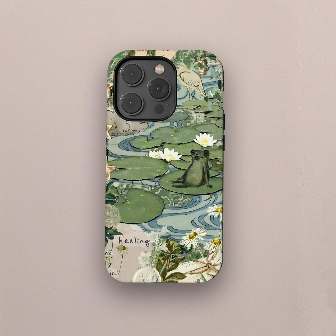 Vintage Frog Pond Phone Case Collage, Frog Art, Collage Phone Case, for ...