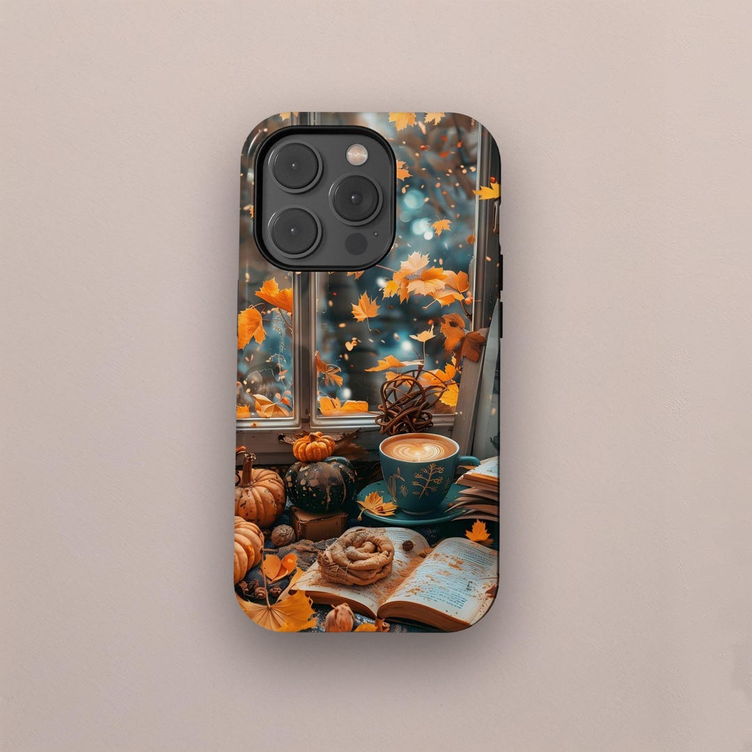 Cozy Autumn Phone Case, Pumpkin Spice Coffee Fall Vibes, Cottagecore ...