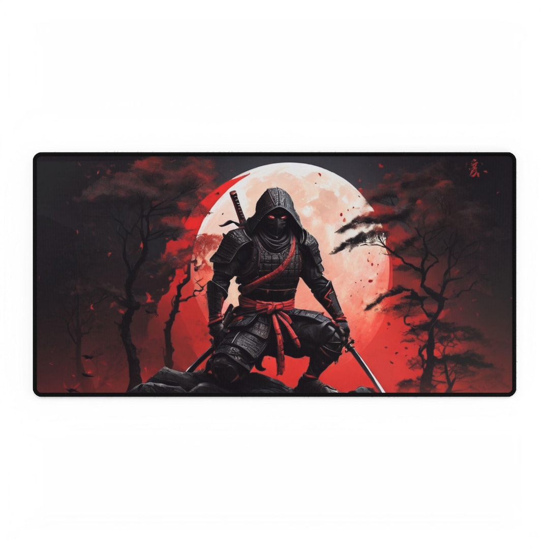 Ruby Red Samurai Desk Mat, Mouse Pad, Keyboard Mat, Gaming Mat - Etsy