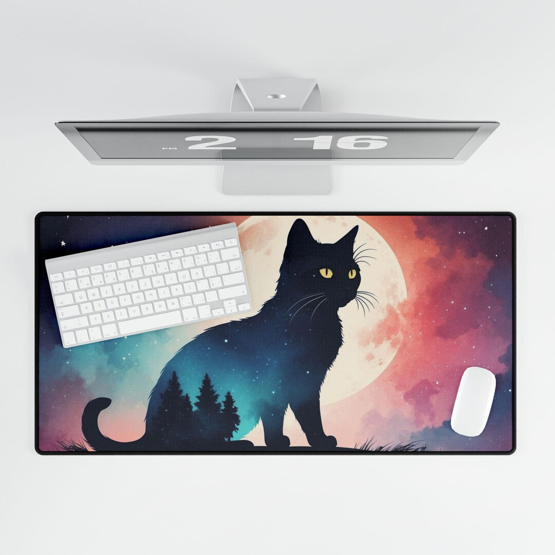 Astral Cat Desk Mat, Mouse Pad, Keyboard Mat, Gaming Mat, - Etsy