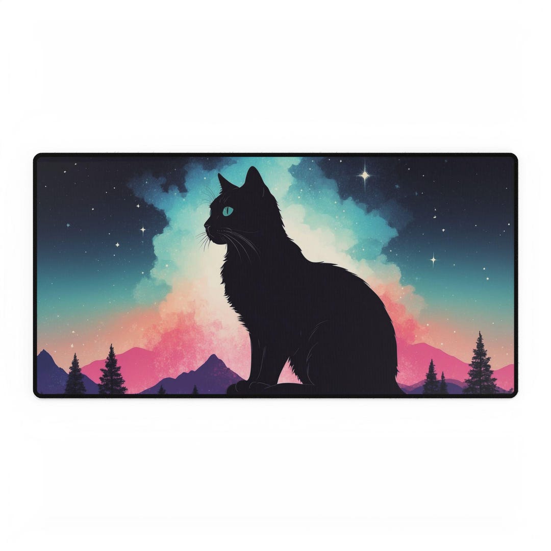 Desk Mats, Astral Cat Design - Mouse Pad, Office Desk Mat, Cat Lover ...