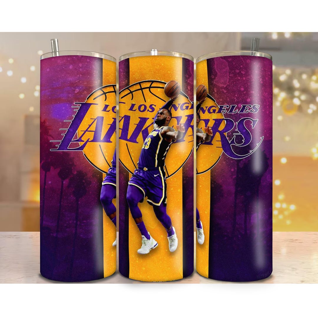Lakers Basketball 20oz Tumbler Wrap: Lebron James Sublimation Design ...