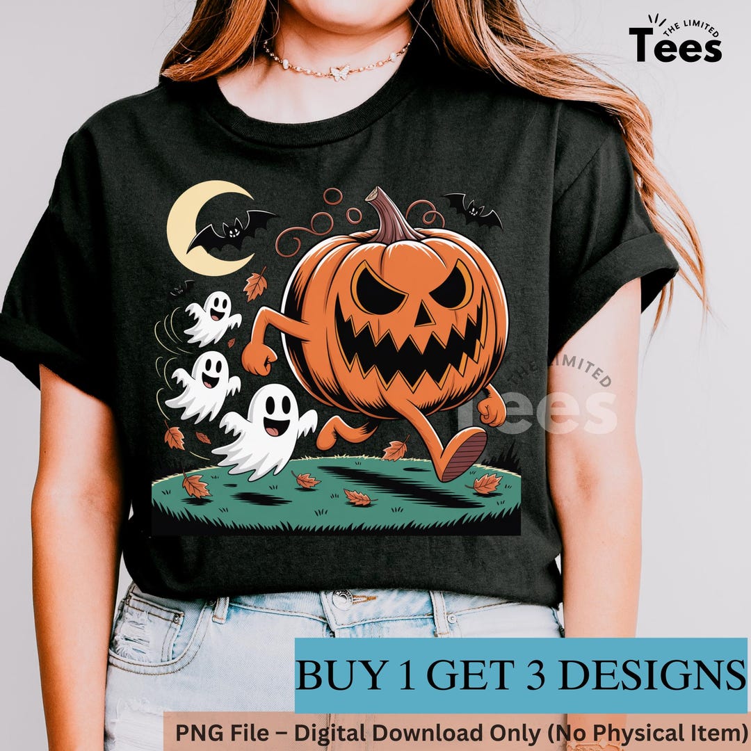 Funny Halloween Pumpkin Ghost Chase PNG Clipart (digital Download) - Etsy
