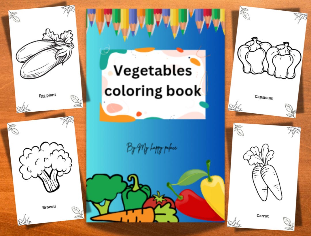 25 Pages Vegetable Coloring Book| Printables Vegetable Coloring ...
