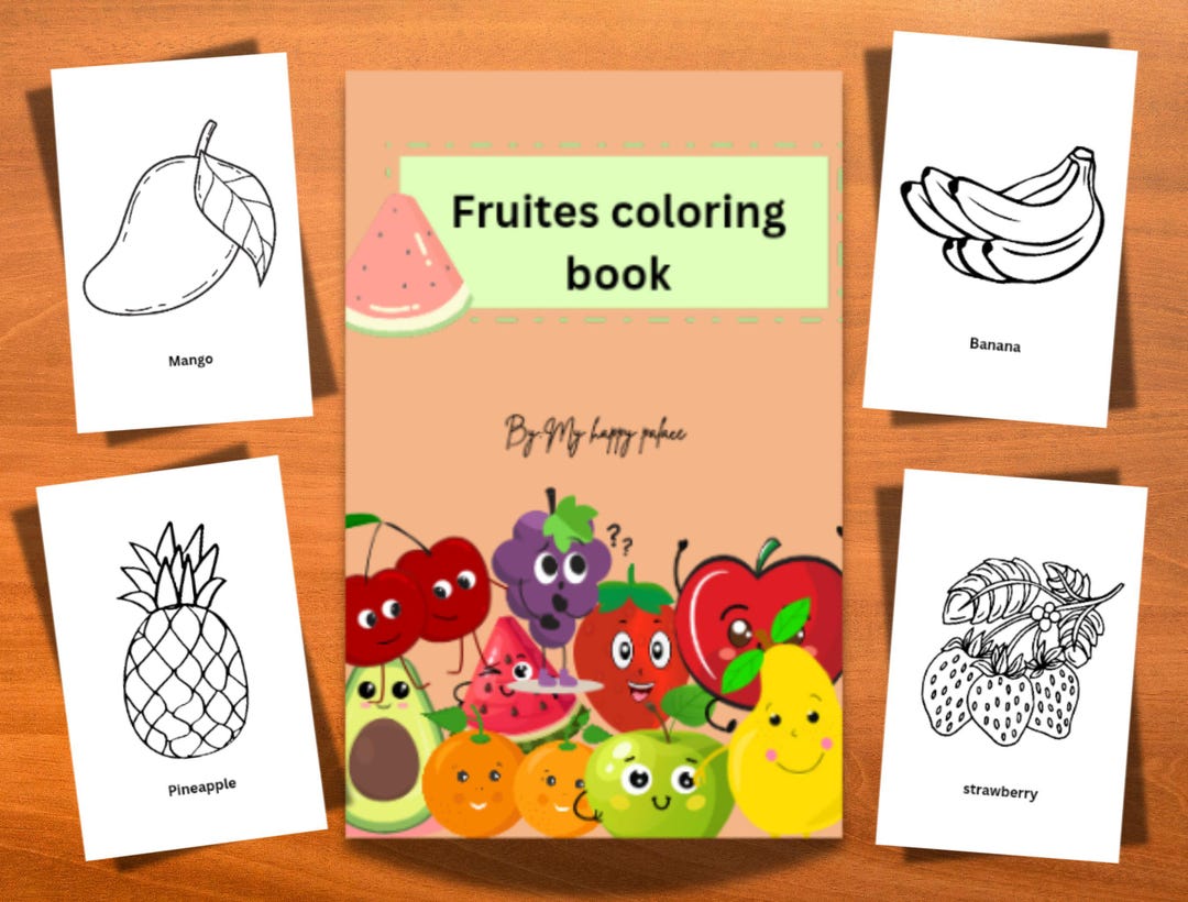 20 Pages Fruits Coloring Book for Kids| Learn and Color Fruit Names ...