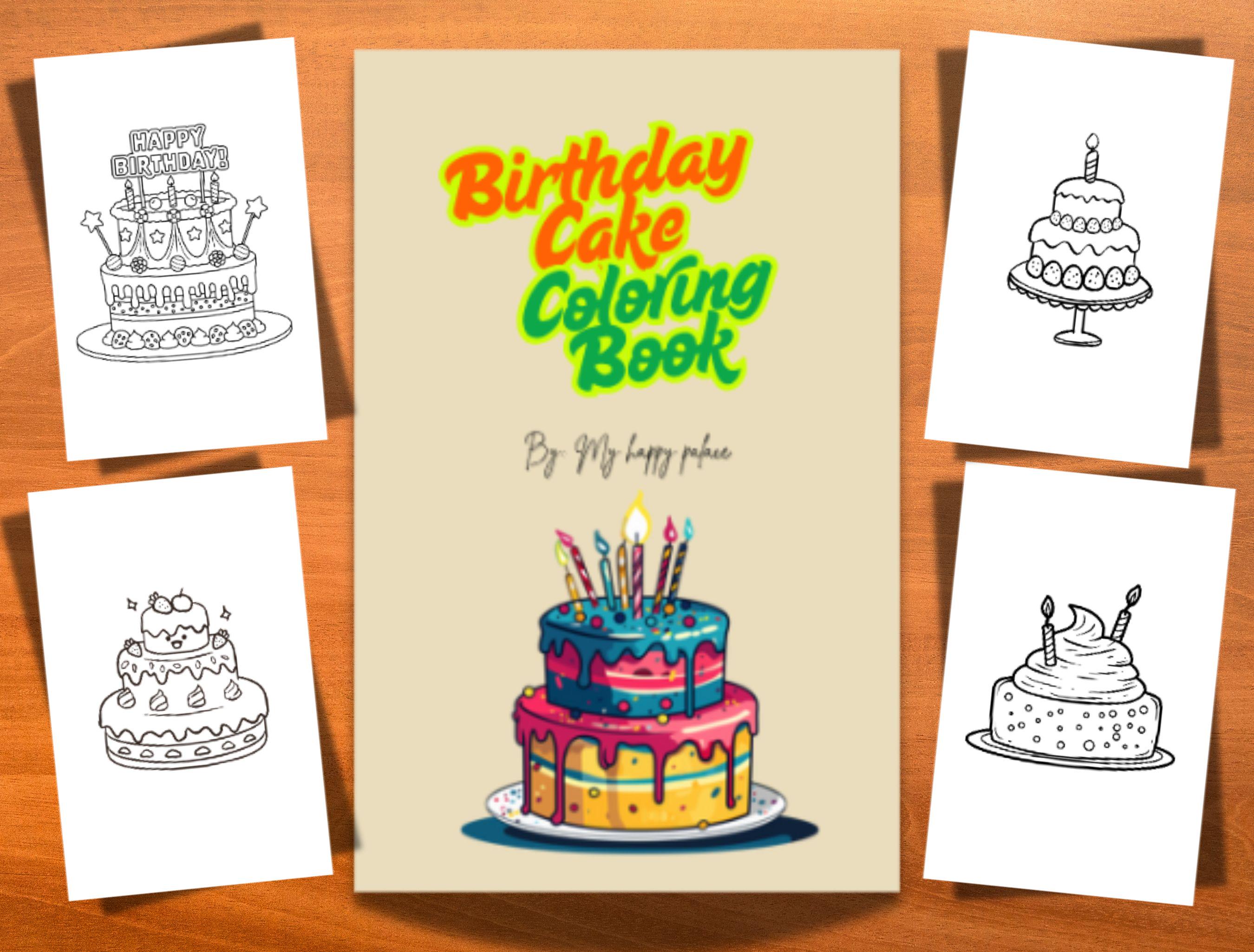 50 Pages Birthday Cake Coloring Book| Birthday Cake Coloring Book for ...