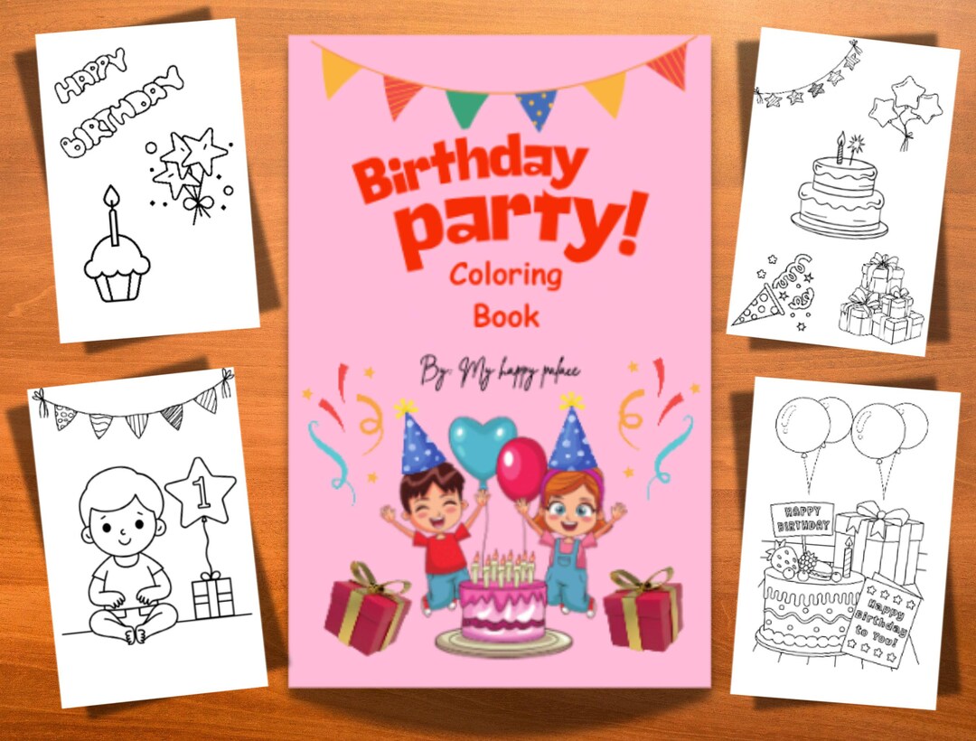 Birthday Party Coloring Book for Kids: Fun Activity Book (PDF & JPG) - Etsy