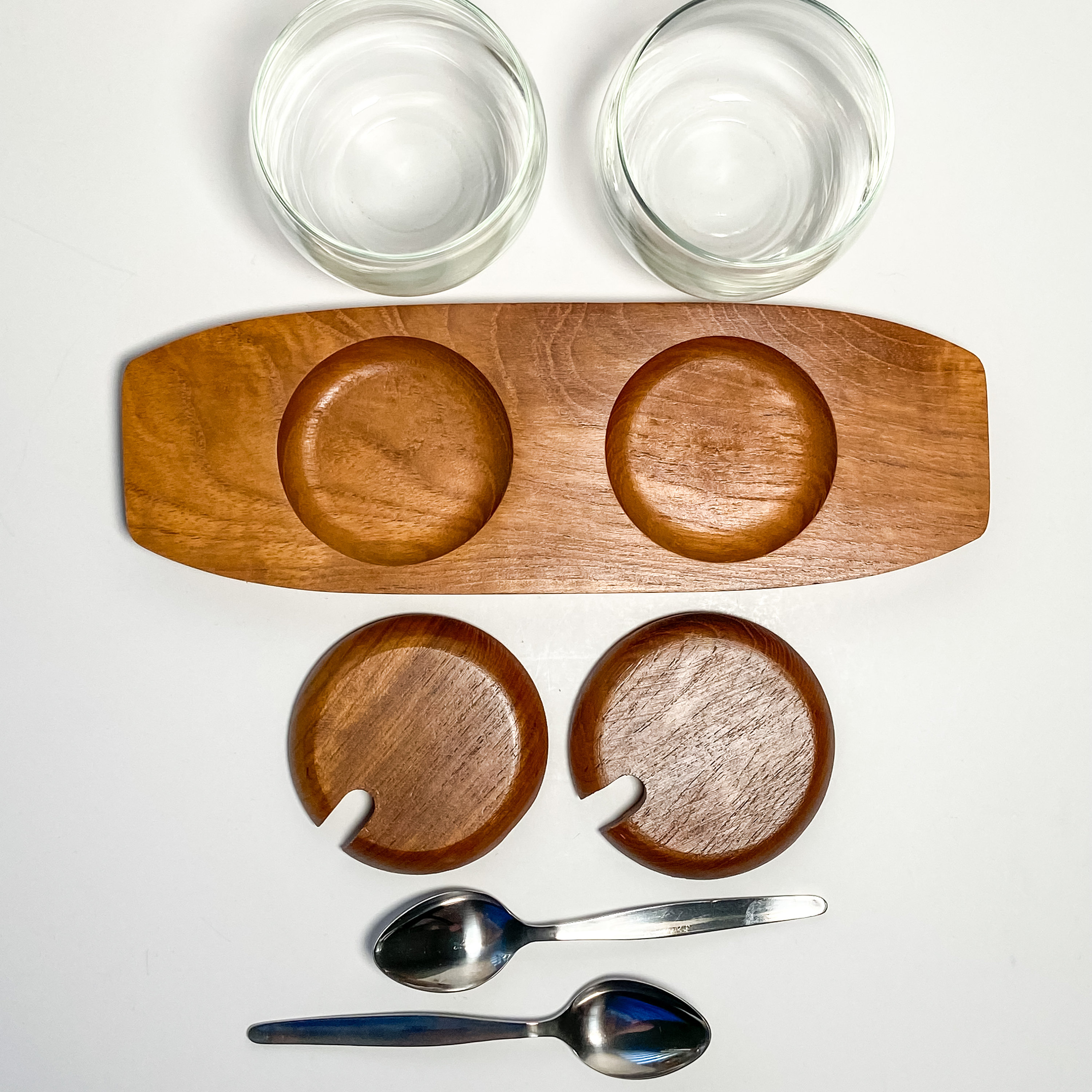 Teakwood Condiment Serving Set With Spoons Vintage - Etsy