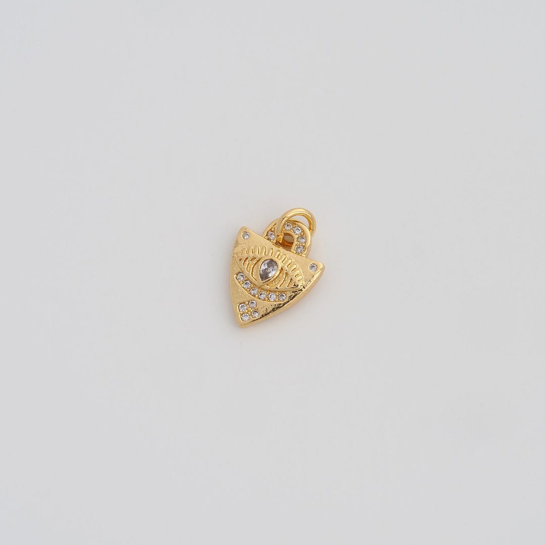 18K Gold Filled Triangle Evil Eye Pendant Dainty CZ Devil Eye Charms ...