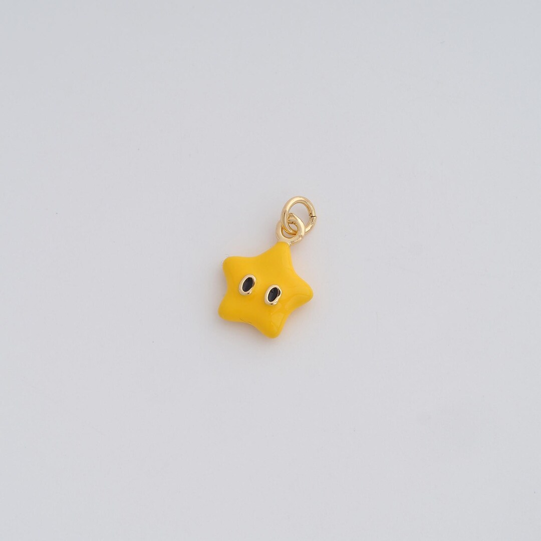 18K Gold Filled Star Pendant Dainty Enamel Cartoon Charms for DIY ...