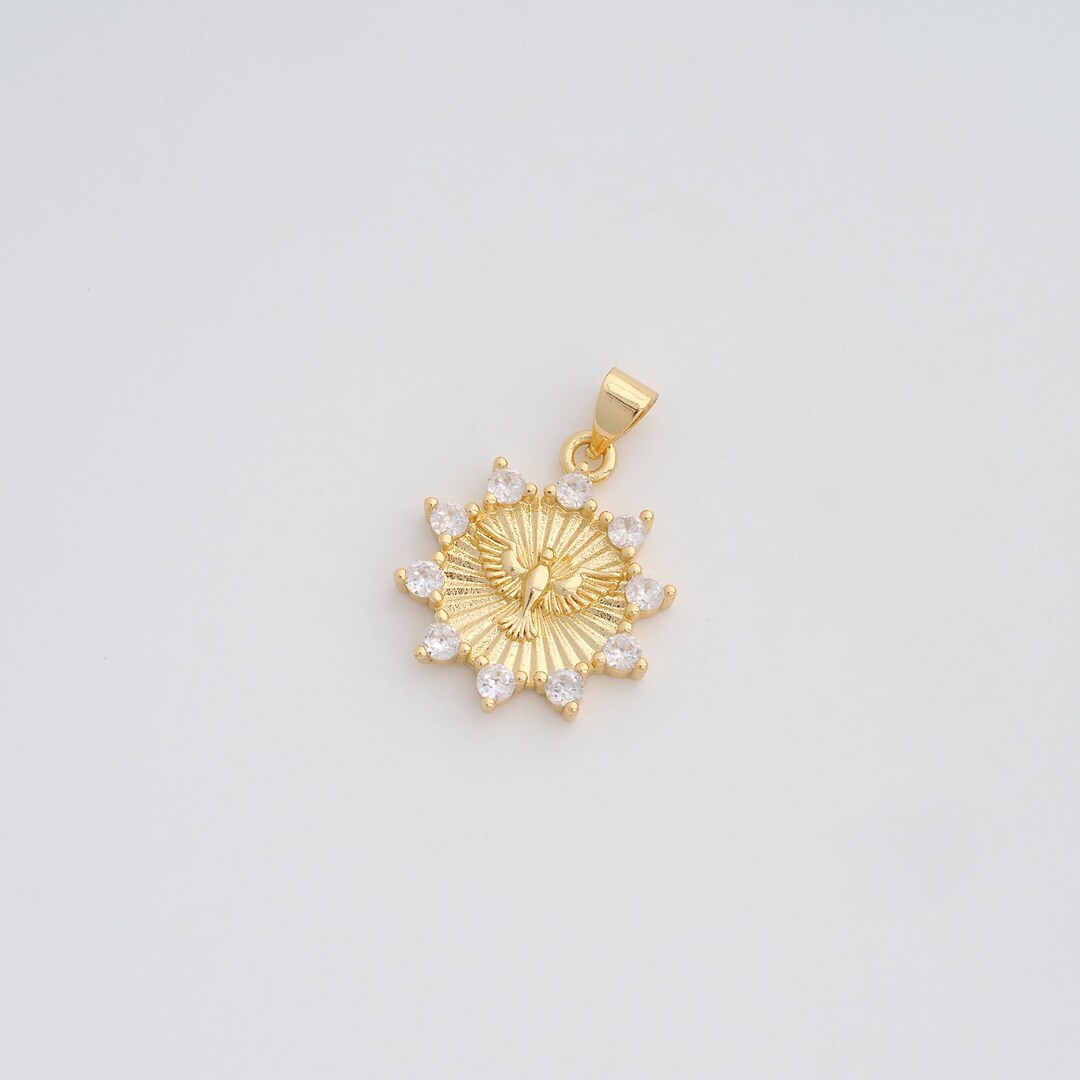 18K Gold Filled Bald Eagle Pendant Dainty CZ Holy Spirit Dove Charms ...