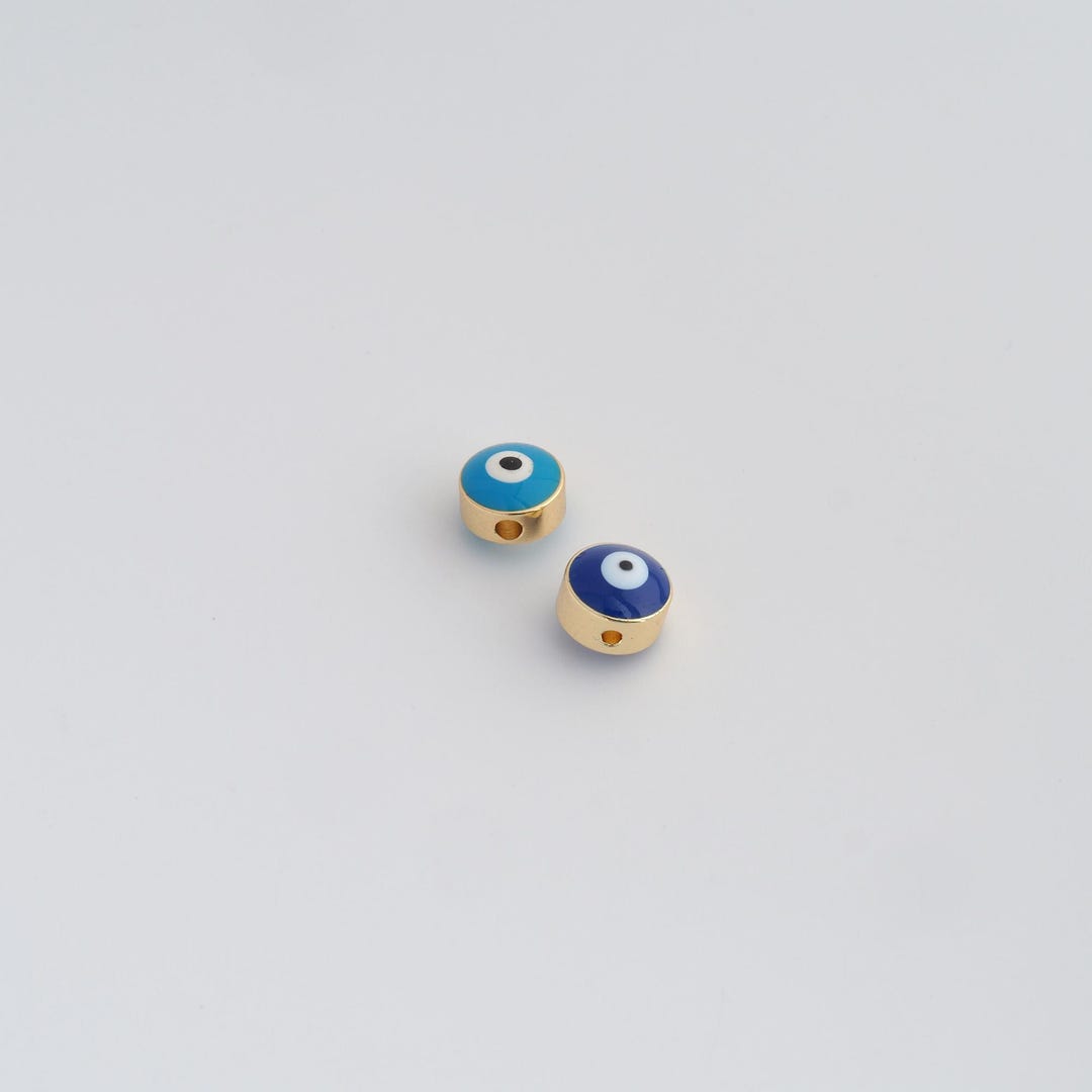18K Gold Filled Evil Eye Spacer Beads Dainty Enamel Devil Eye Beads for ...