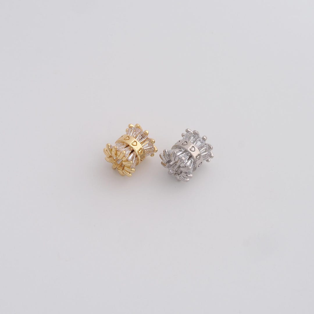 18K Gold Filled Hourglass Spacer Beads Dainty CZ Large Hole Beads for ...