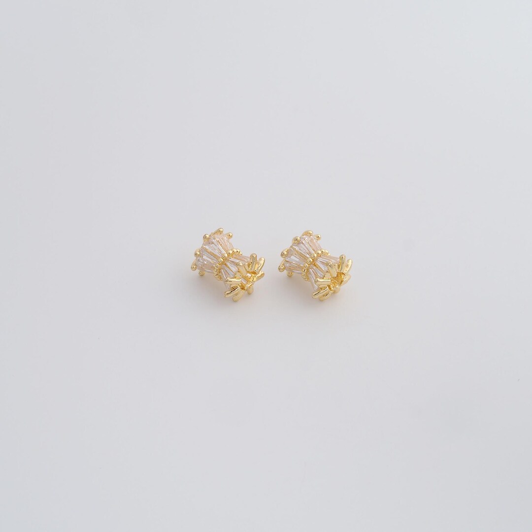 18K Gold Filled Hourglass Spacer Beads Dainty CZ Large Hole Beads for ...