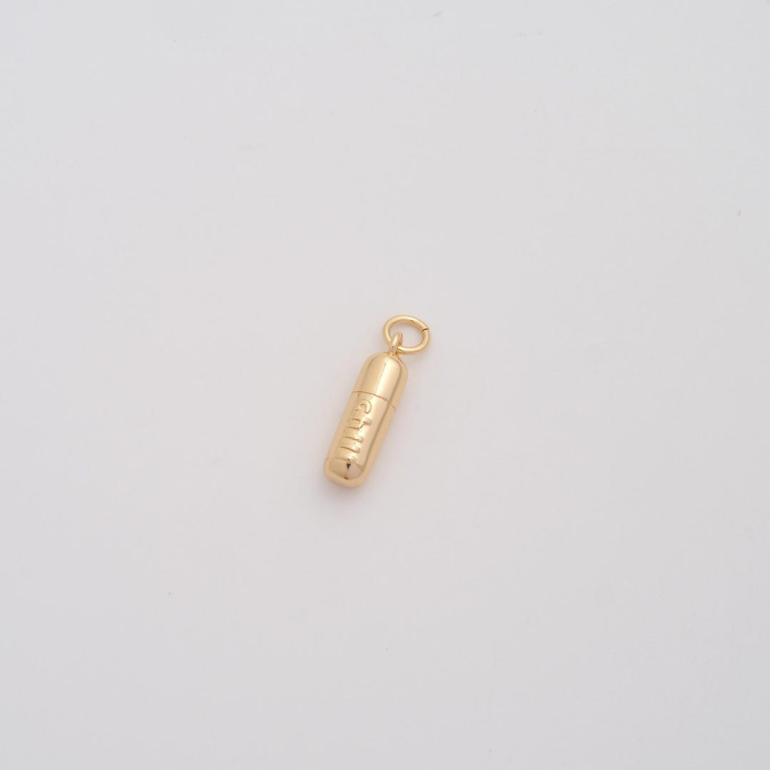 18K Gold Filled Chill Pill Pendant Dainty Gold Capsule Charms for DIY ...