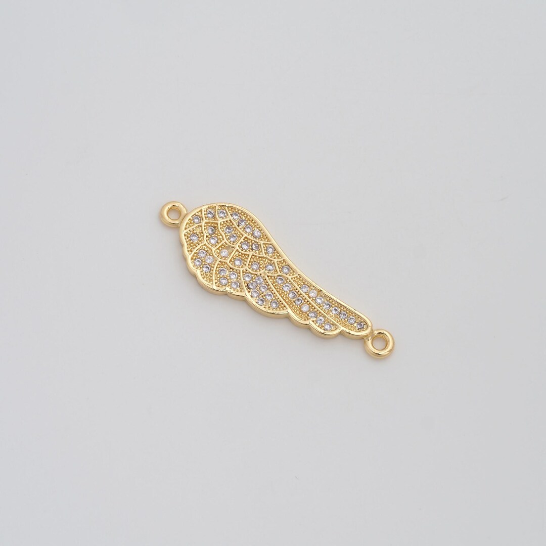 18K Gold Filled Angel Wings Connectors Dainty CZ Animal Wings ...
