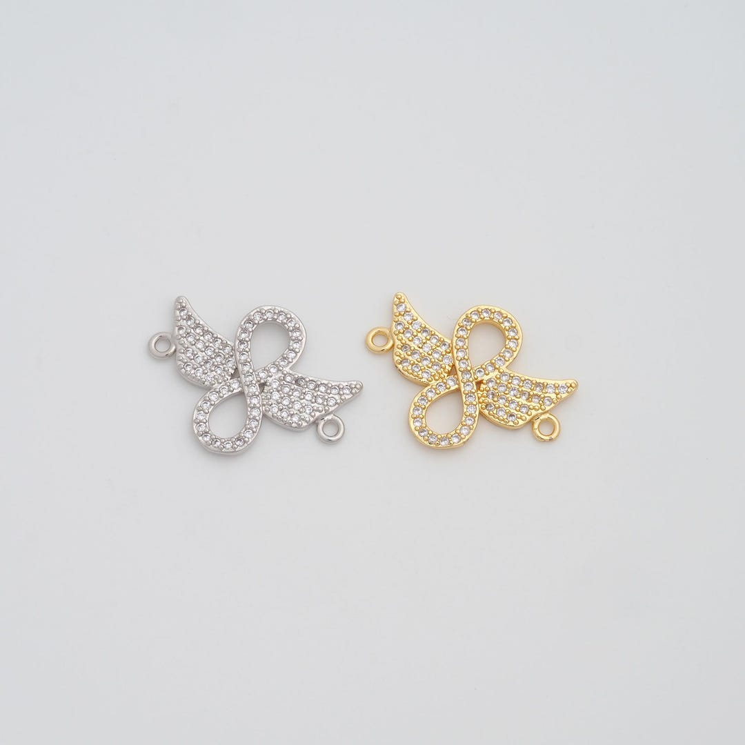 18K Gold Filled Infinity Connectors Dainty CZ Angel Wings Connectors ...