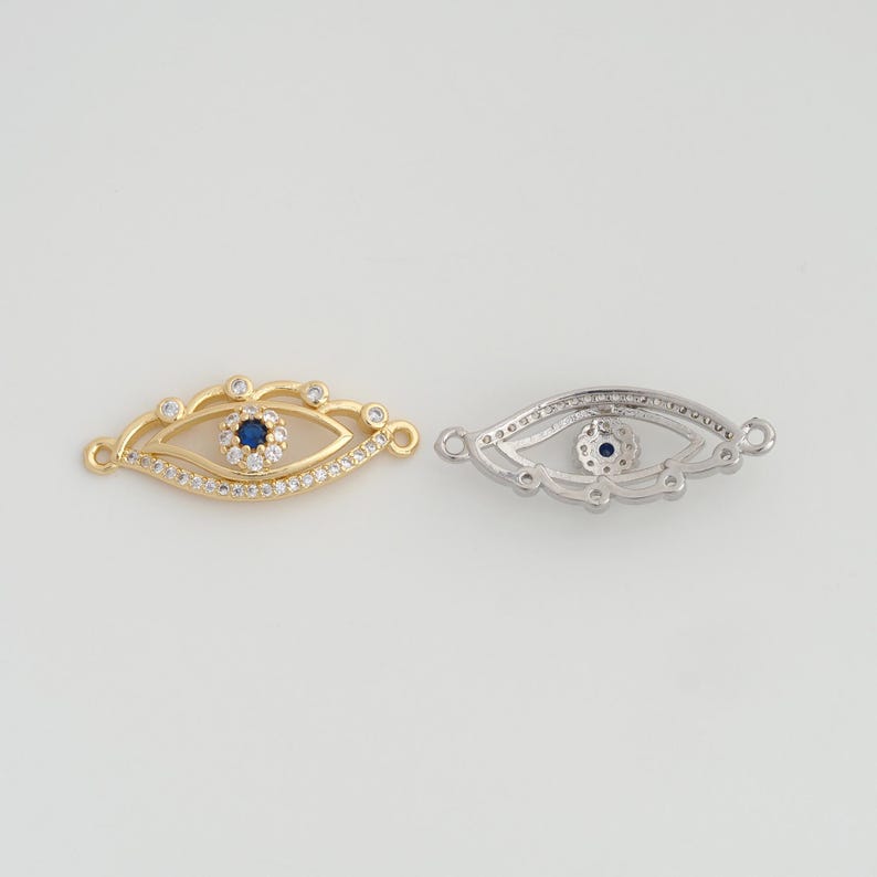 18K Gold Filled Evil Eye Connectors Dainty CZ Devil Eye Connectors for ...