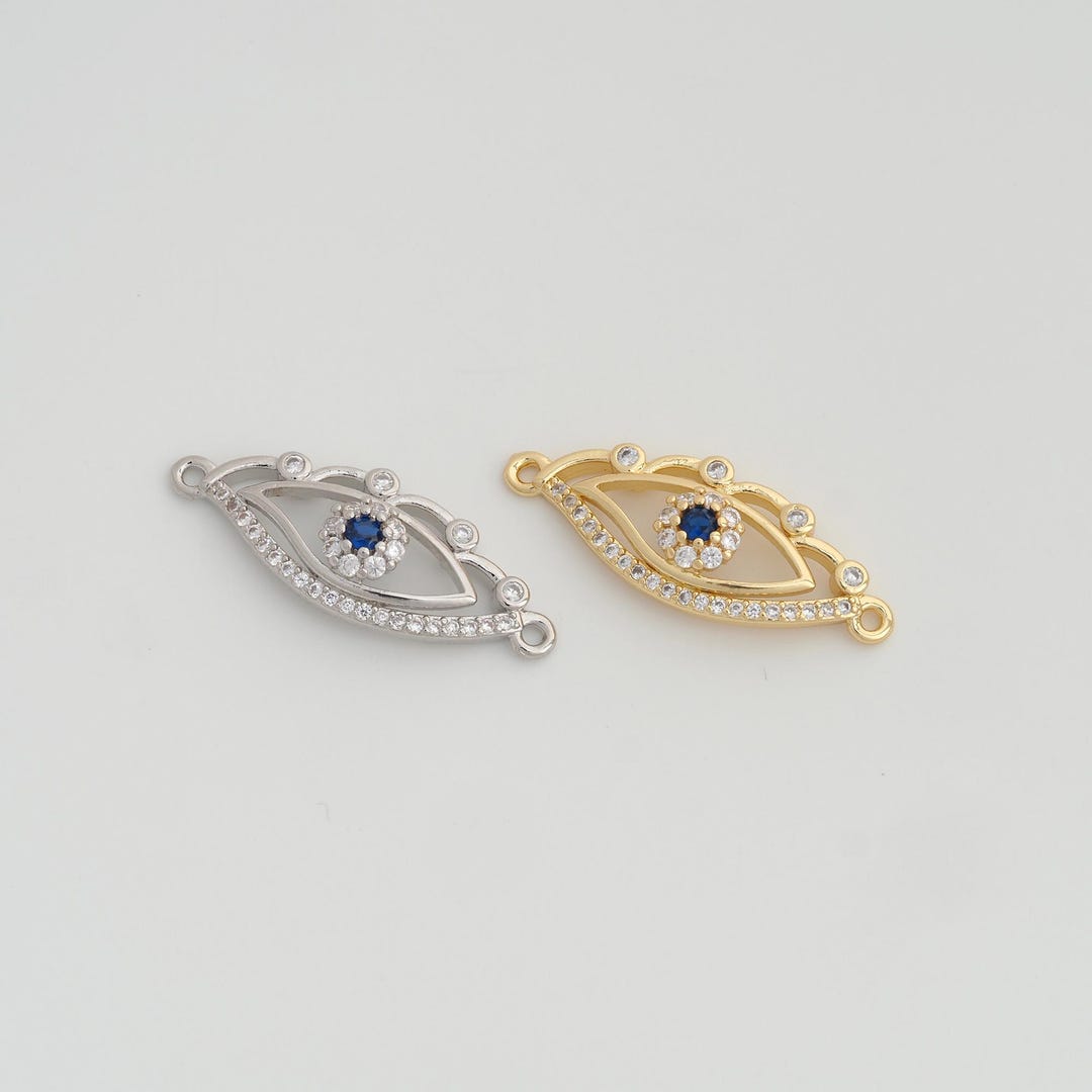 18K Gold Filled Evil Eye Connectors Dainty CZ Devil Eye Connectors for ...