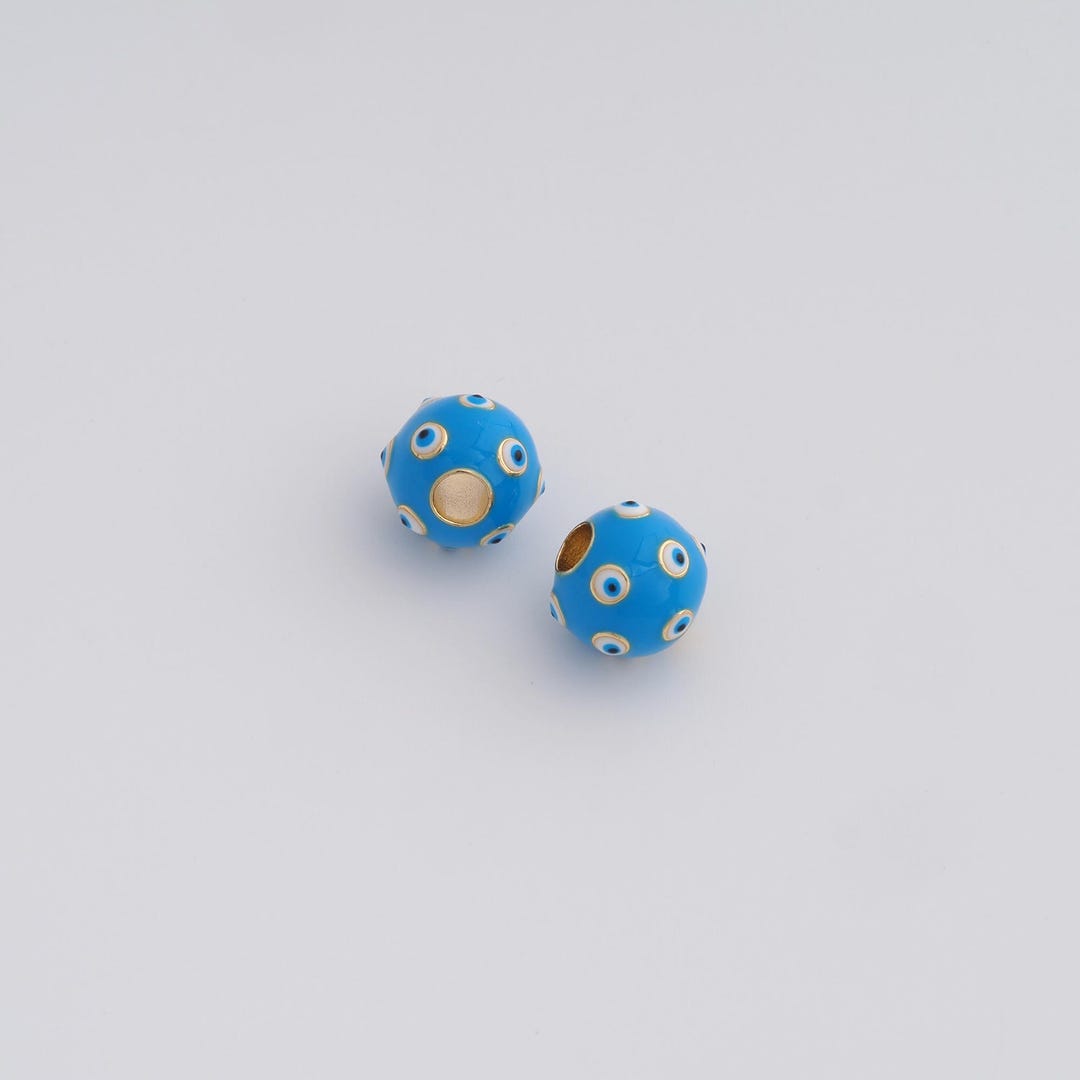 18K Gold Filled Evil Eye Spacer Beads Dainty Enamel Devil Eye Beads for ...