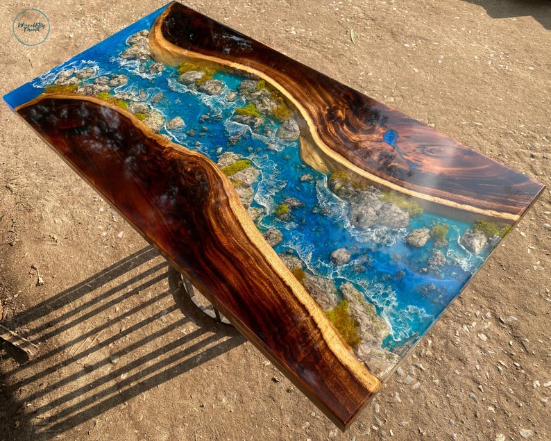 Customized Woodland Stream Resin Table, Resin Epoxy Table Top ...