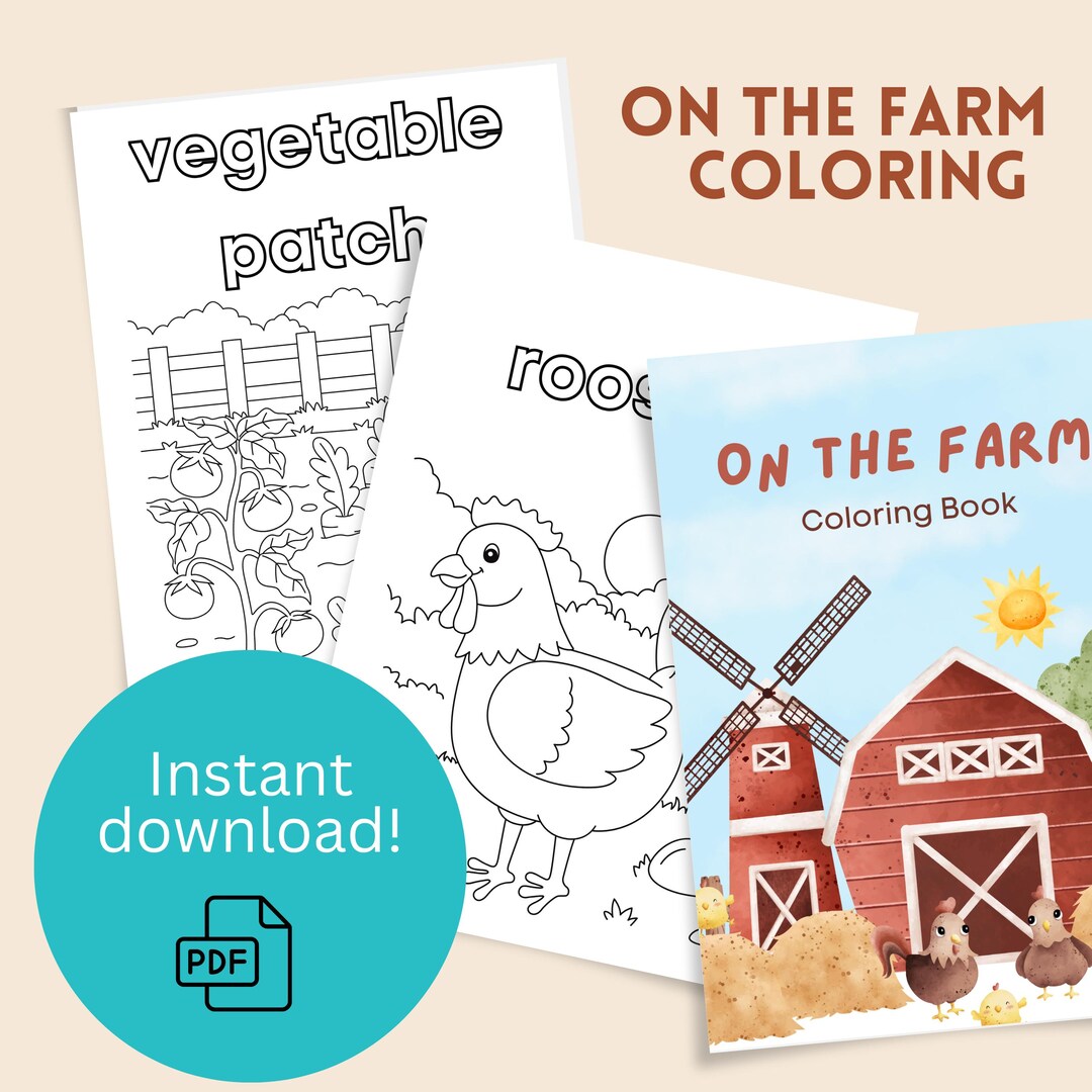 32 Fun and Cute on the Farm Coloring Printable Pages for Kids, Toddlers ...