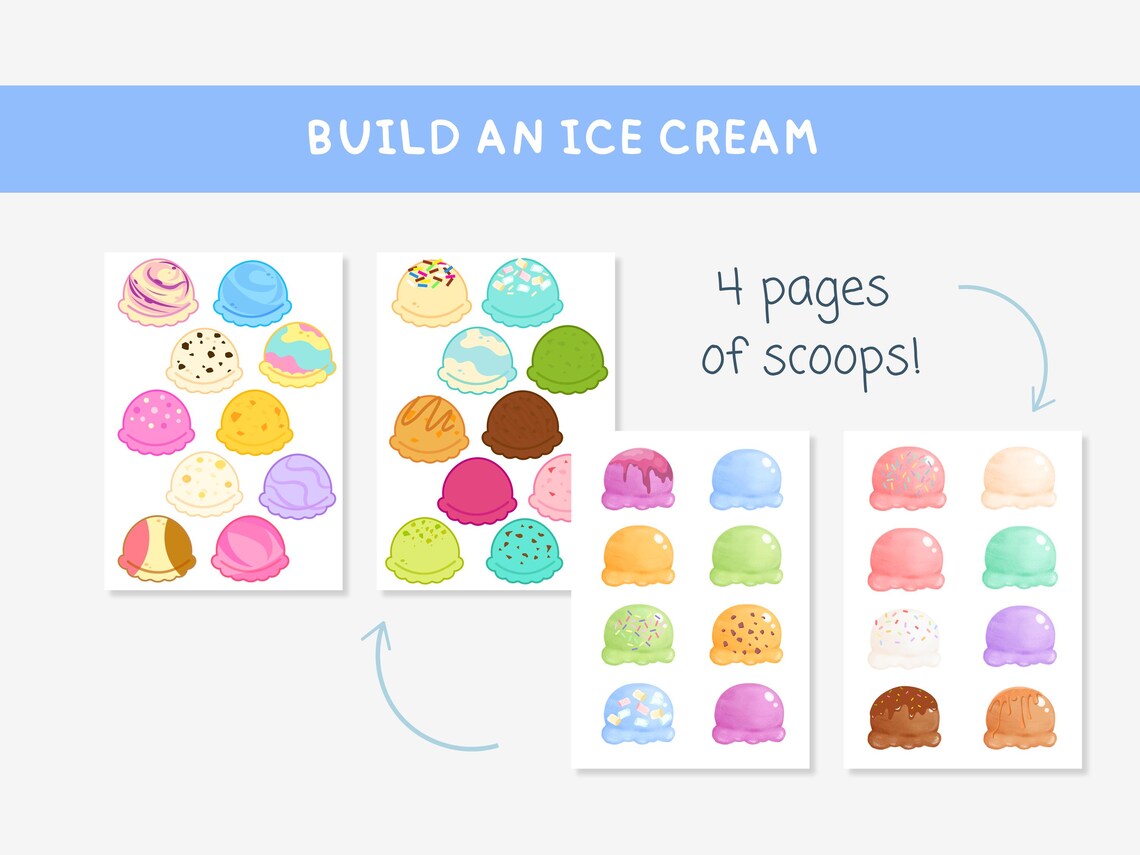 Kids Activity Page, Quiet Book Insert, Ice Cream Builder, Busy Binder ...