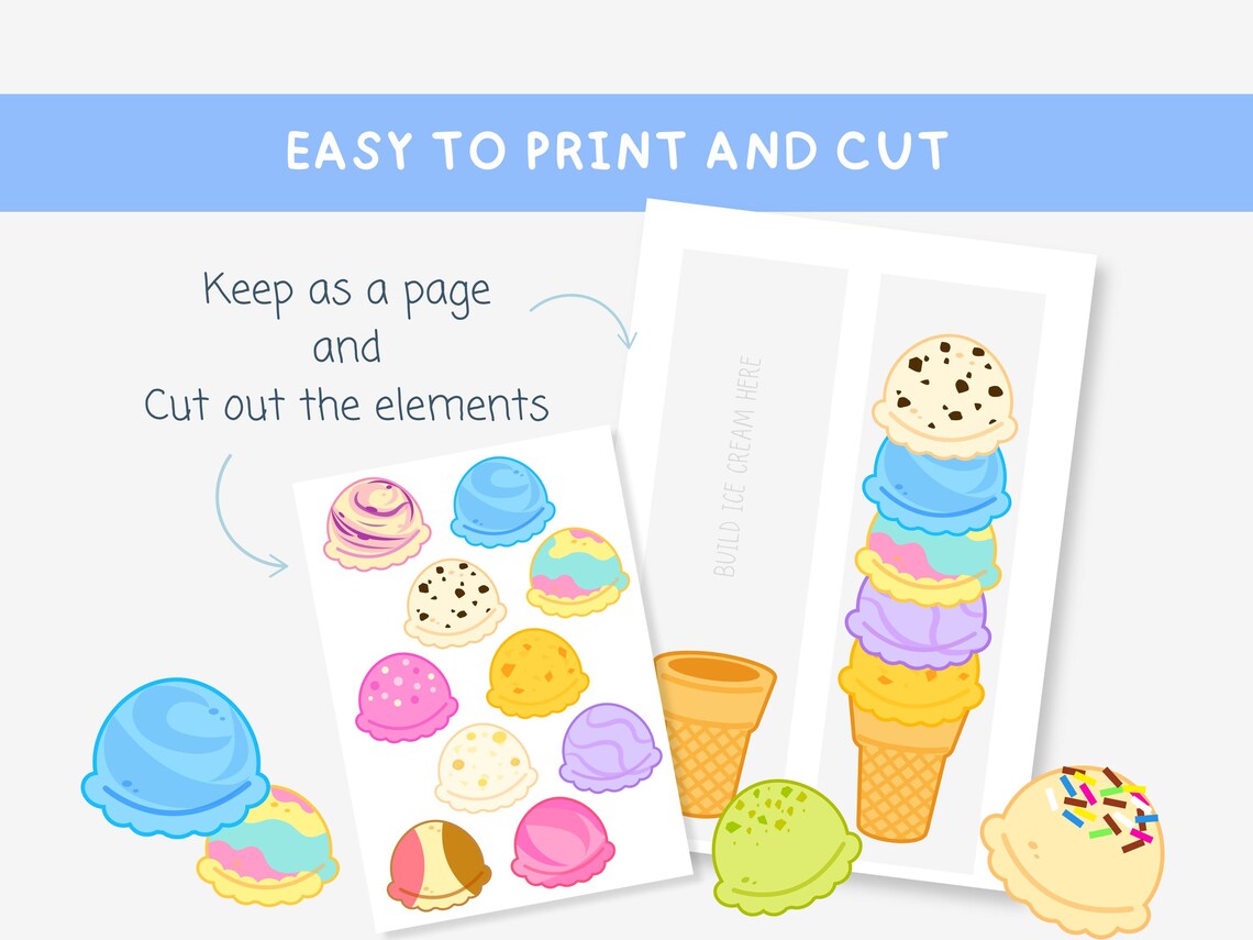 Kids Activity Page, Quiet Book Insert, Ice Cream Builder, Busy Binder ...