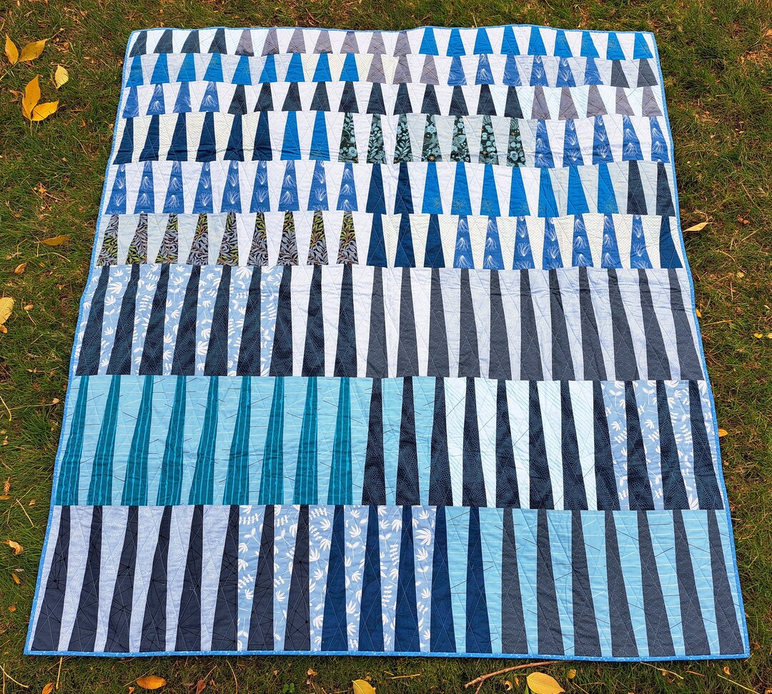 Blue Long Leaf Throw Quilt - Etsy