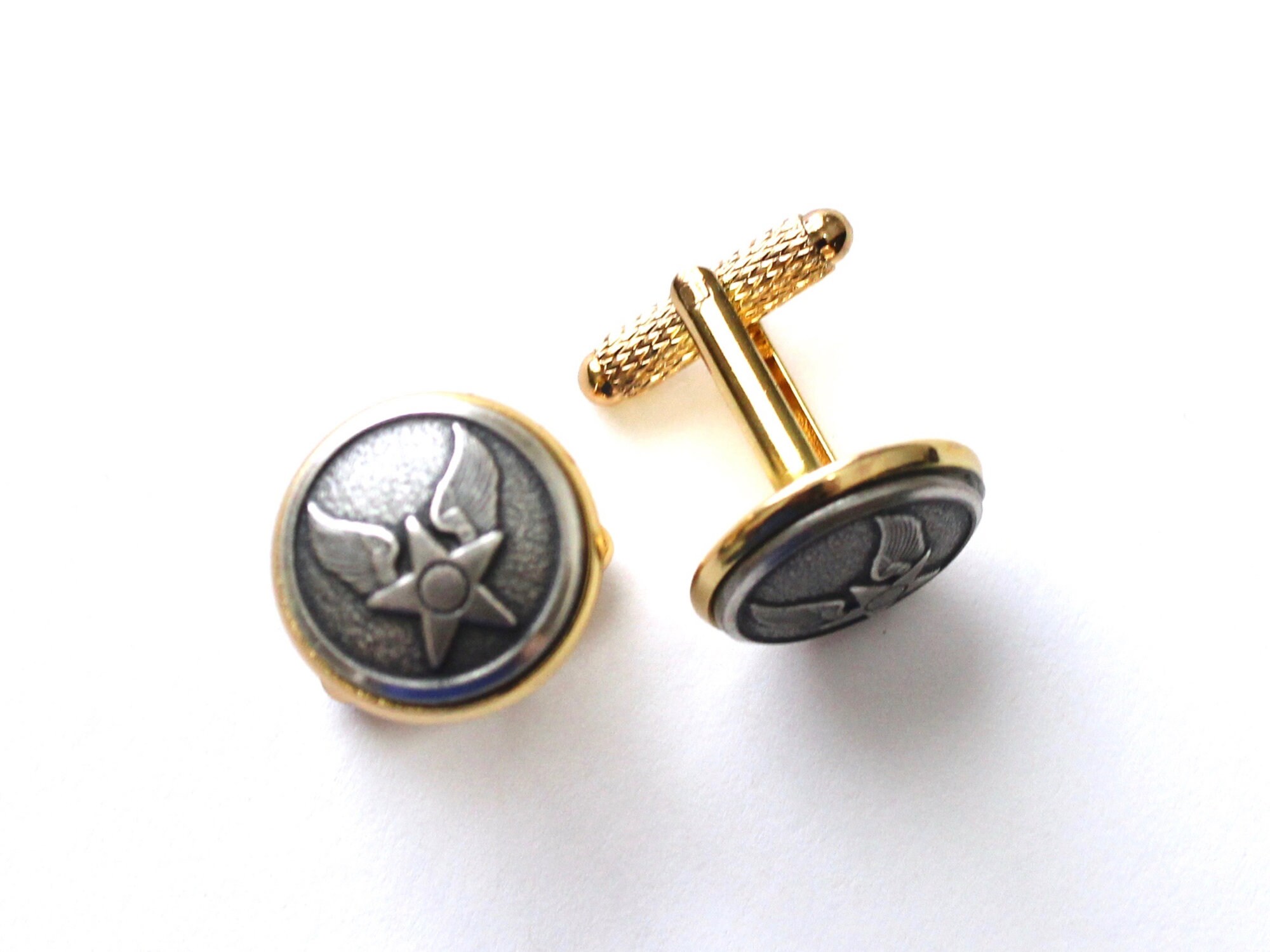 Military Button Gold Cuff Links West Point Cadet Veteran Dad | Etsy