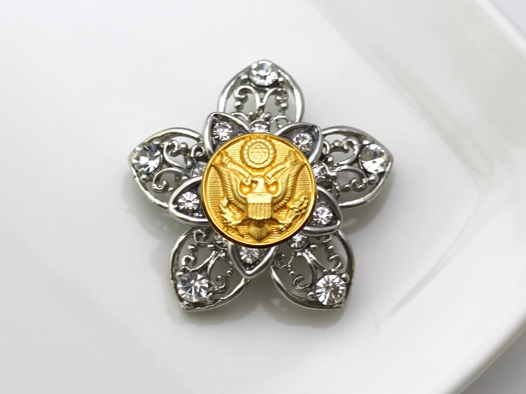 Military Button Brooch (army, Air Force, Coast Guard, Marines, USMA) - Etsy