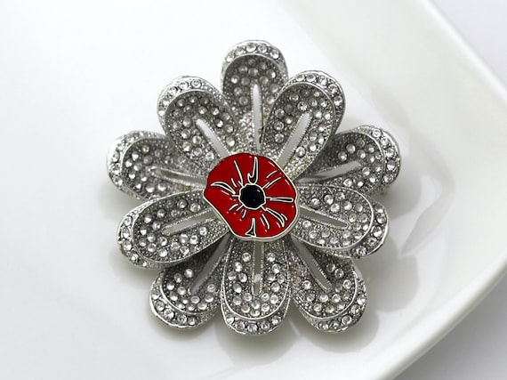 Red Poppy Brooch Remembrance Flower Remembrance Day | Etsy