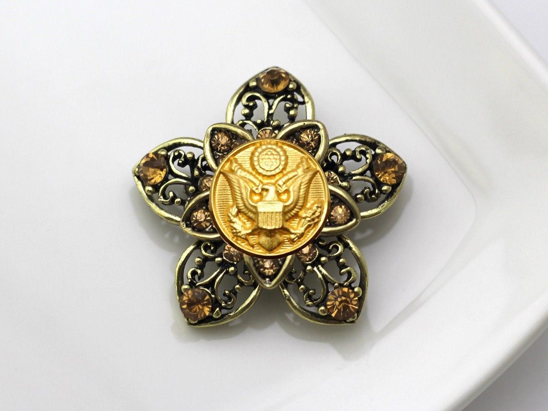 Military Button Brooch (army, Air Force, Coast Guard, Marines, USMA) - Etsy