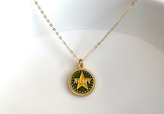 Army Charm Necklace Patriotic US Army Charm Necklace | Etsy