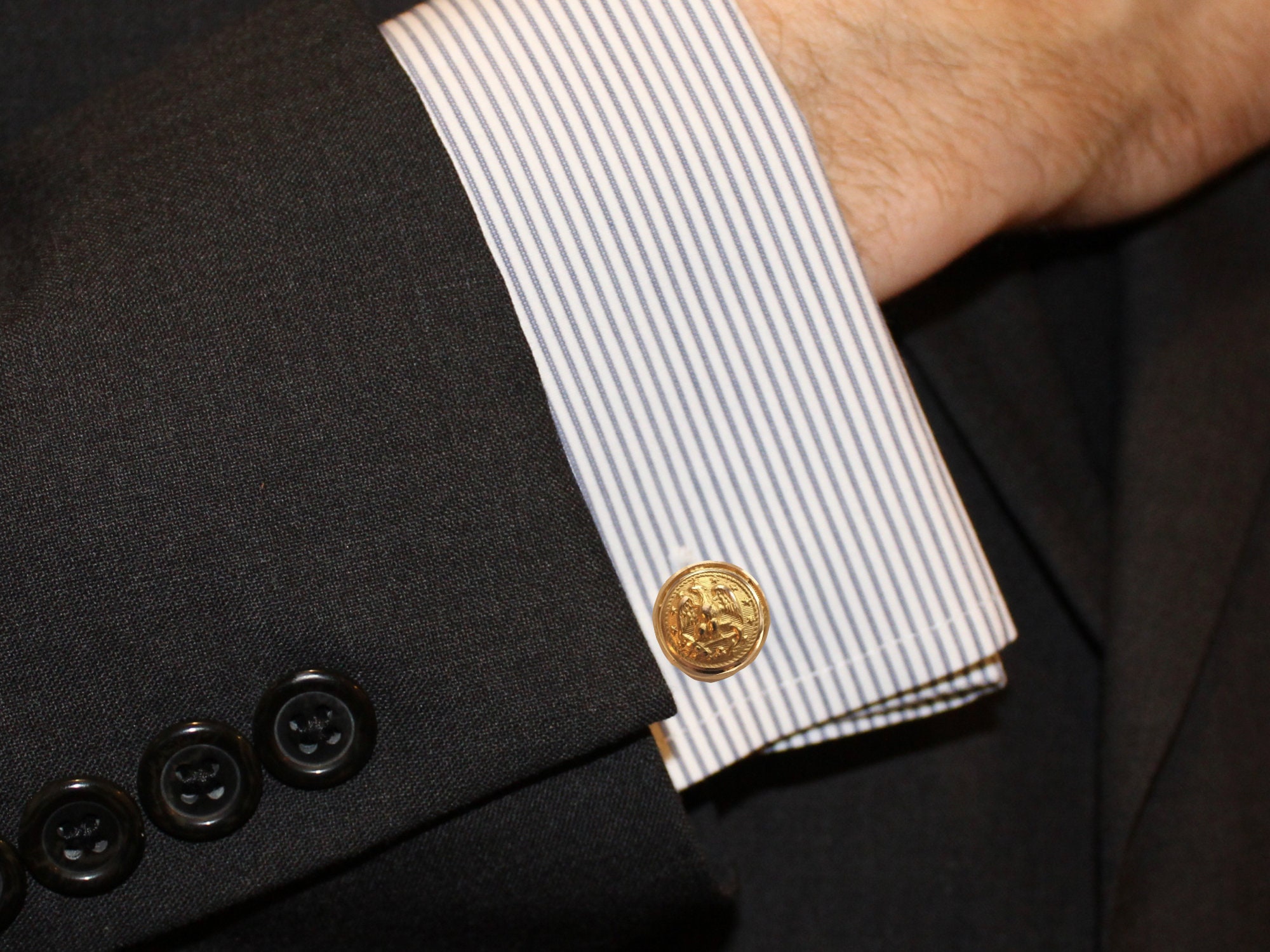 Military Button Gold Cuff Links West Point Cadet Veteran Dad | Etsy