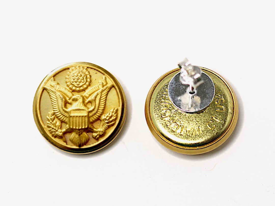 Military Button Post Earrings | Army Navy Air Force Marines Coast Guard ...