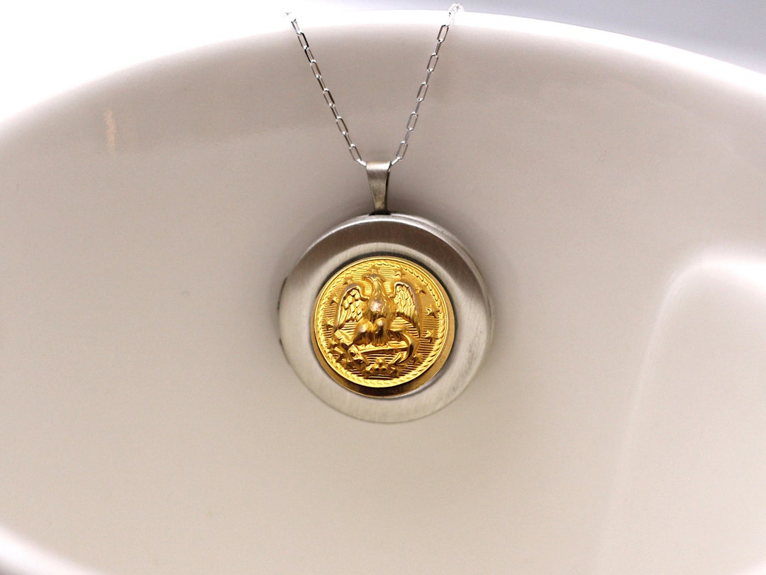 Military Button Locket Sterling Silver Necklace (army, Air Force, Coast ...