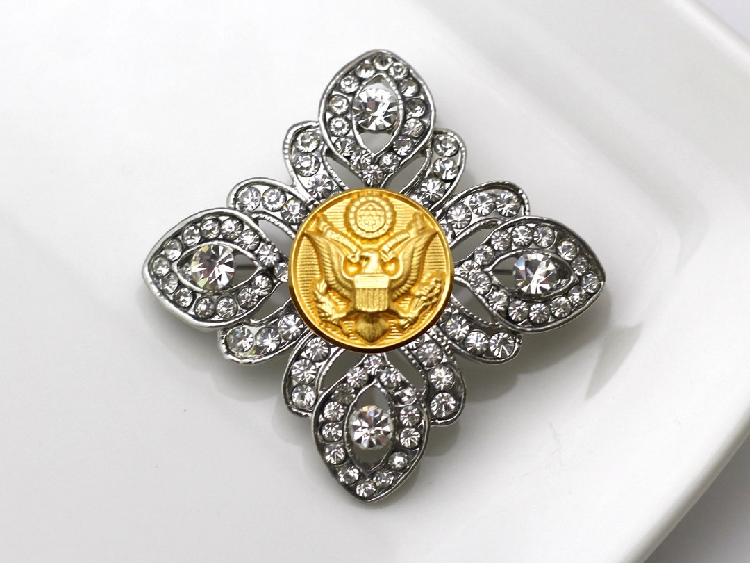 Military Button Brooch | Army Navy Air Force Marines USMA Coast Guard ...