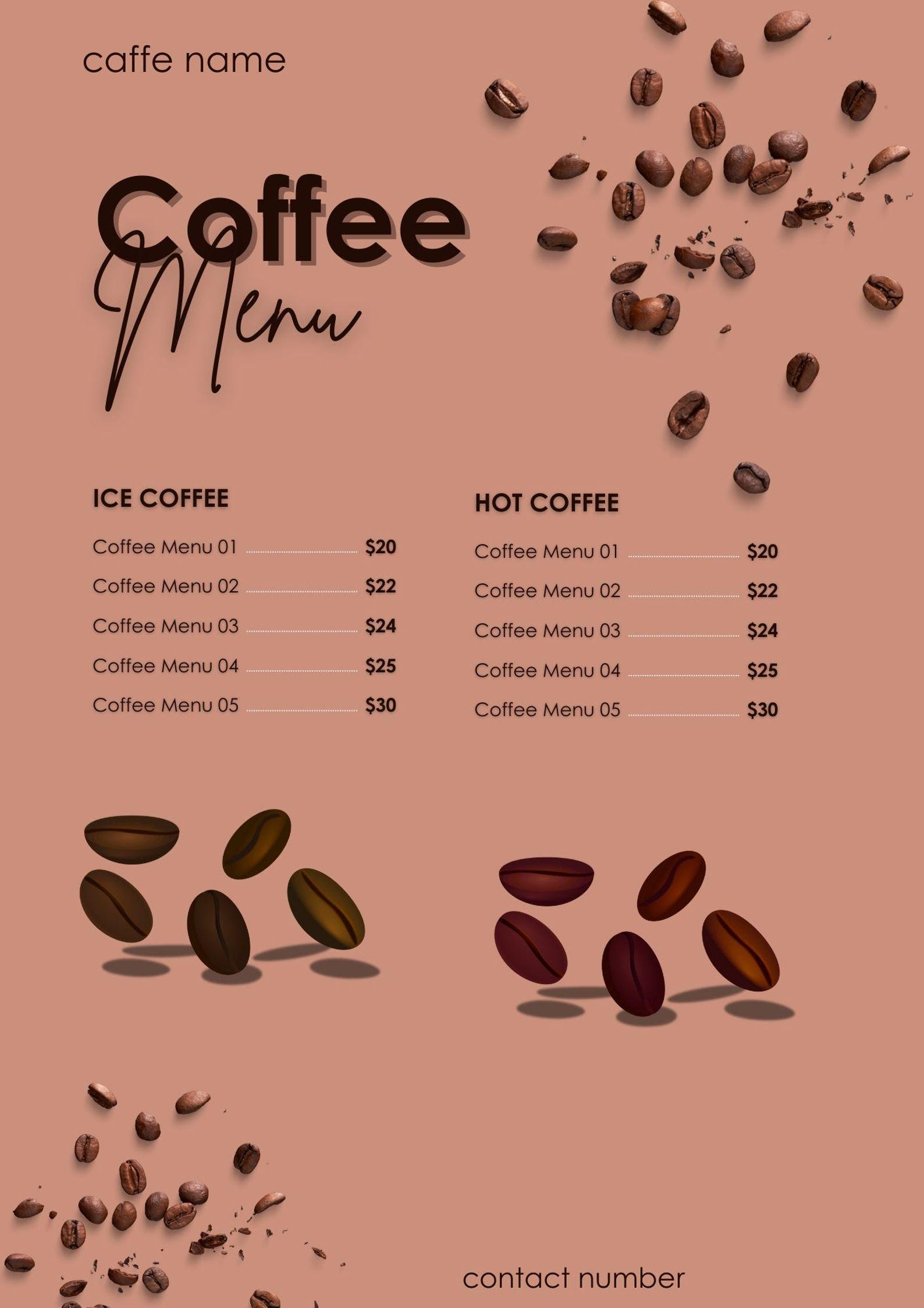 Editable Cafe Menu Canva Template - Etsy