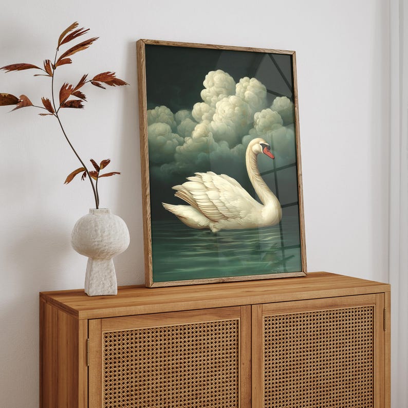 Elegant Swan Print, Painterly Wildlife Art, Vintage Storybook ...