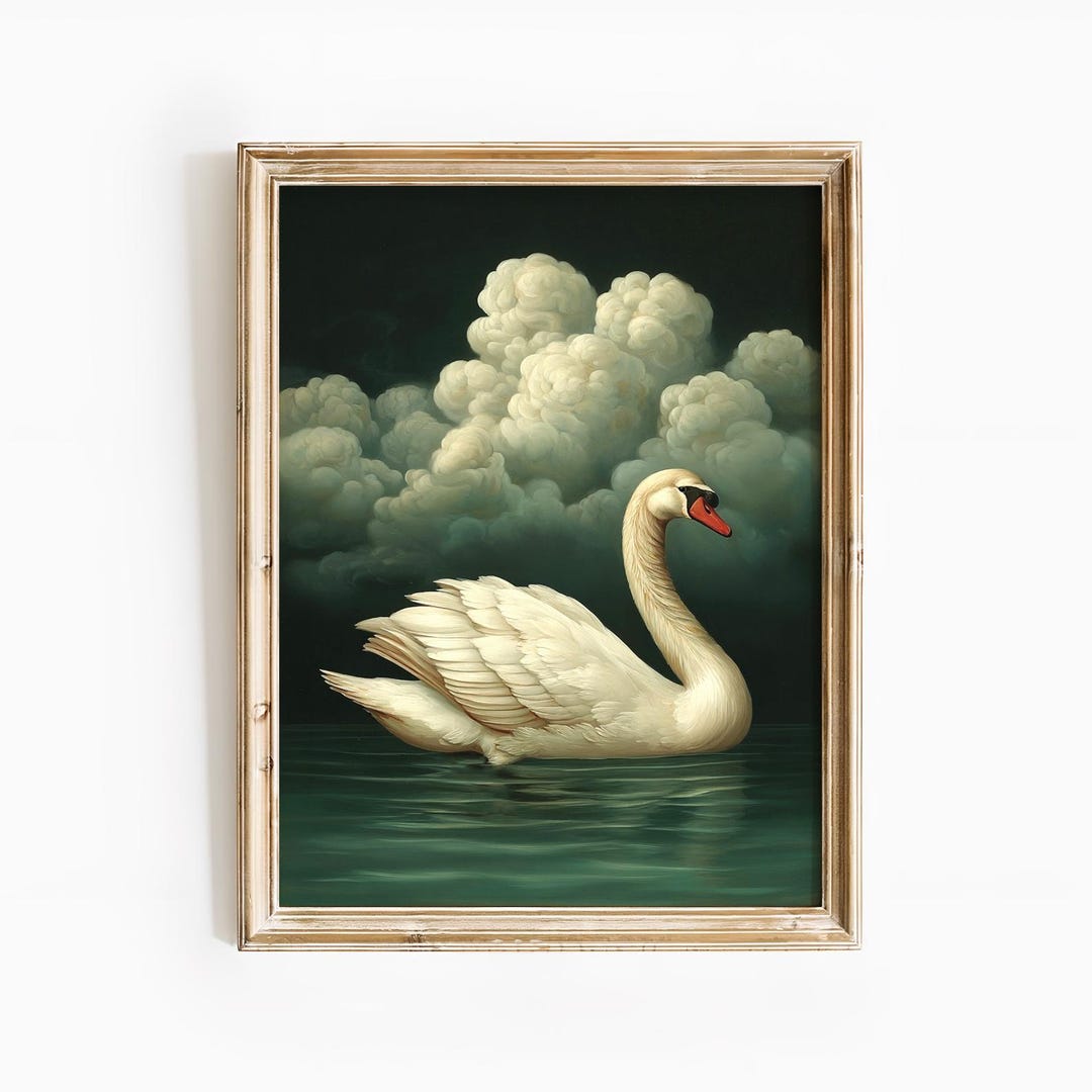 Elegant Swan Print, Painterly Wildlife Art, Vintage Storybook ...