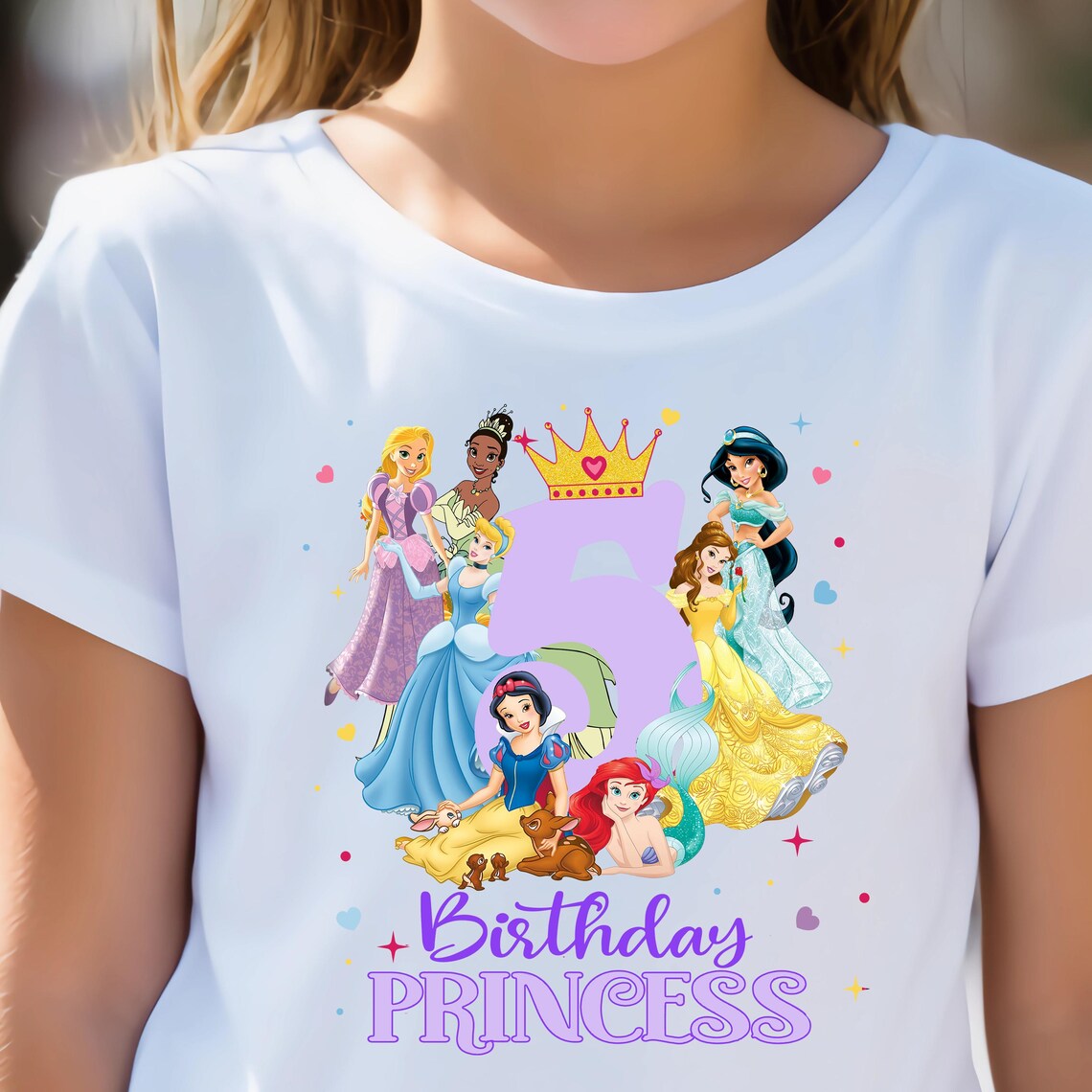 5rd Birthday Princess PNG, Disney Inspired Princess Birthday Design ...