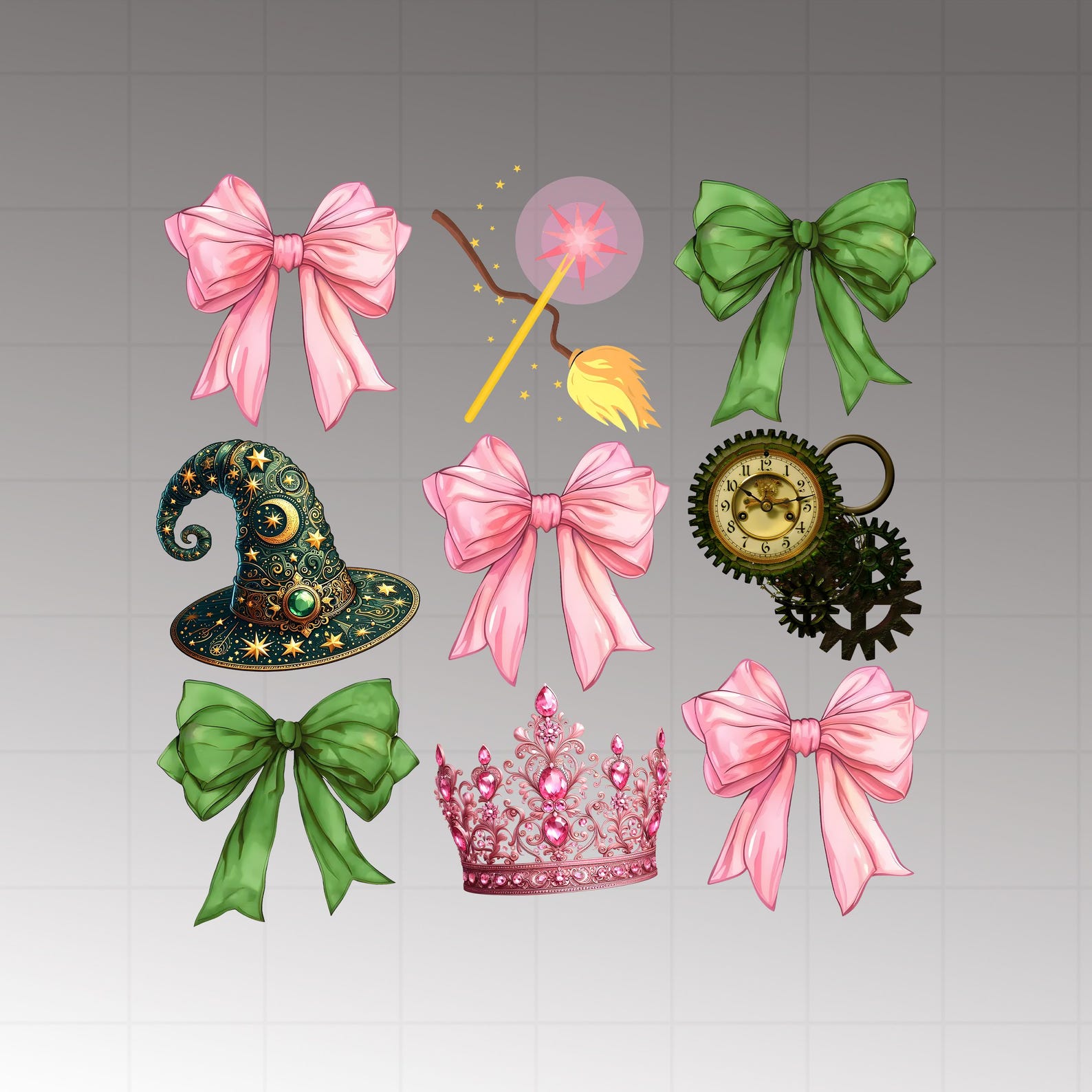 Wicked Pink and Green Png, Wizard Musical Movie Png, Coquette Bow ...