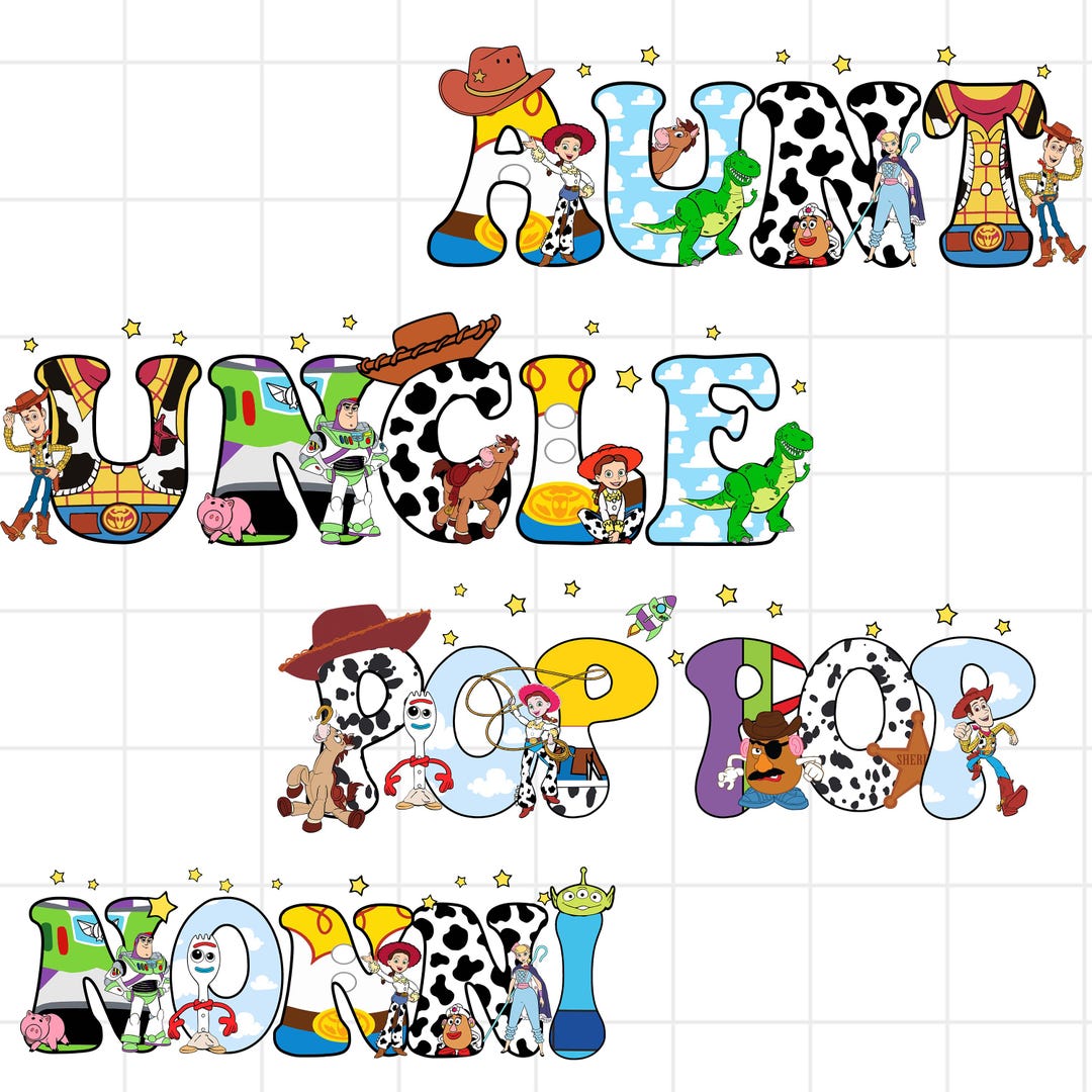 Toy Story Family PNG Bundle, Nonni Pop Pop Aunt Uncle PNG, Disney Pixar ...